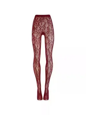 Wolford Infinite Rose Net Tights - Red