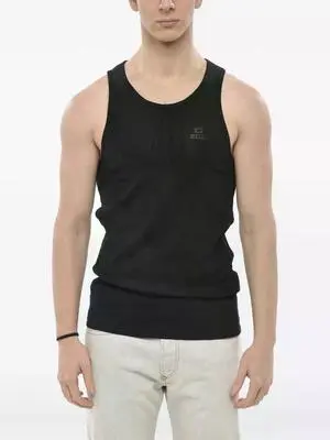DIESEL® Ribbed Logo-print Tank Top - Black