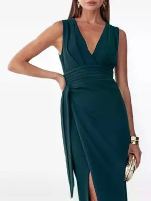 BWLDR Denny Ruched Waist Midi Dress - Green