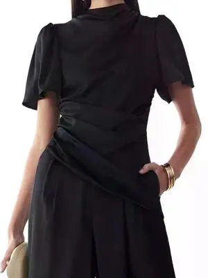 WILLA Draped-waist Jumpsuit - Black