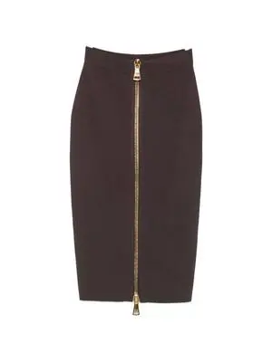 Elisabetta Franchi Front-zip Pencil Midi Skirt - Brown