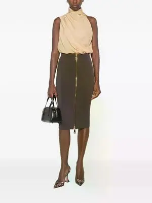 Elisabetta Franchi Pencil Midi Skirt With Two-way Zip
