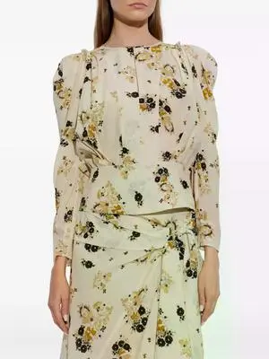 Isabel Marant Étoile Zarga Floral-print Top - Neutrals