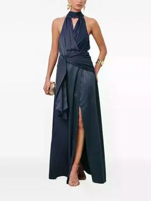 SAVEL Halterneck Tie-waist Maxi Dress