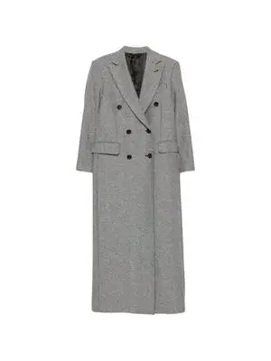 ERALDO Herringbone Double-breasted Coat - Grey