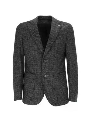 BRANDO Houndstooth-pattern Single-breasted Blazer - Grey