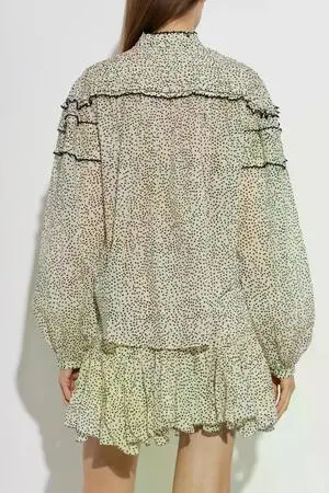 MARANT ETOILE Doane Ruffled Polka-dot Top - Neutrals