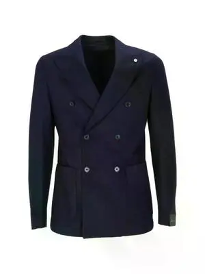 BRANDO Double-breasted Peak-lapel Blazer - Blue
