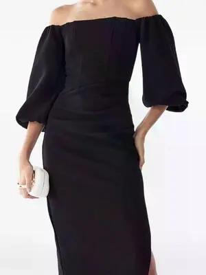BWLDR Off-shoulder Puff Sleeve Midi Dress