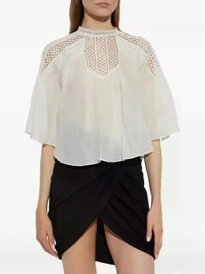 MARANT ETOILE Crochet-knit Pintuck Top - White