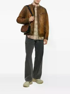 DIESEL® Check-print Logo-embroidered Shirt - Neutrals