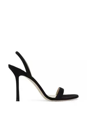 JIMMY CHOO Jenn 100 Suede Slingback Sandals - Black