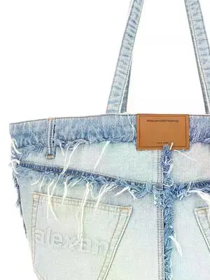 Alexander Wang Punch Frayed Denim Tote Bag - Blue