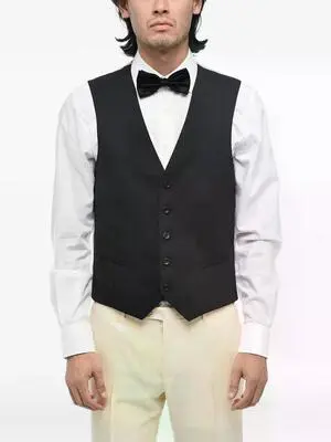 TONELLO V-neck Single-breasted Waistcoat - Black