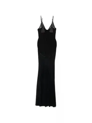 Elisabetta Franchi Sheer-panelled Pleated Maxi Dress - Black