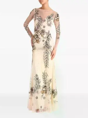 TEMPERLEY LONDON Lavinia Floral Embroidered Maxi Dress - Neutrals