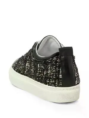 LANVIN Tweed Patent-leather Lace-up Sneakers