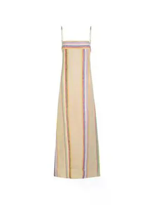 Staud Striped Linen Maxi Dress - Neutrals