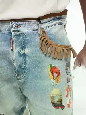 Dsquared2 Fringe-detail Patchwork Jeans