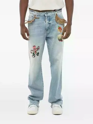 Dsquared2 Fringe Detail Patchwork Jeans - Blue
