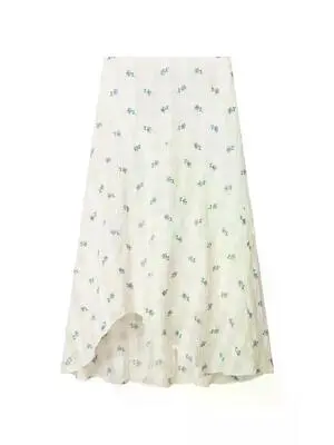Tory Burch Embroidered Gingham Skirt - Neutrals