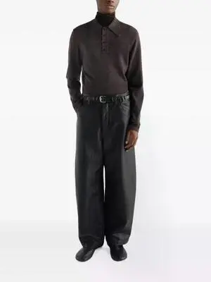 LEMAIRE Long-sleeve Polo In Fine Mouliné Merino Wool