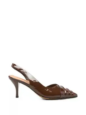 SERGIO MORETTI FIRENZE Patent-leather Slingback Pumps - Brown