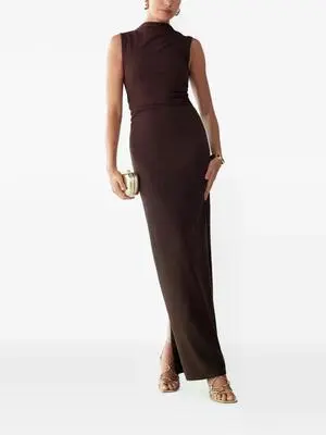 BWLDR Lana Ruched Sleeveless Maxi Dress - Brown