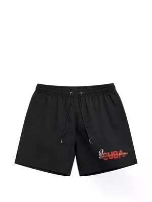 MELT Graphic Print Drawstring Swim Shorts - Black