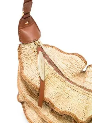 Zimmermann Ruffled Raffia Shoulder Bag - Neutrals