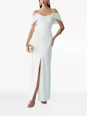 BWLDR Ruched Cold-shoulder Maxi Dress - White