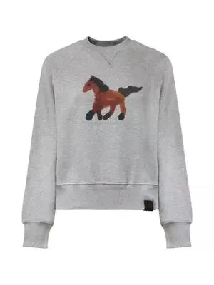 Stella McCartney Horse-print Raglan-sleeve Sweatshirt - Grey