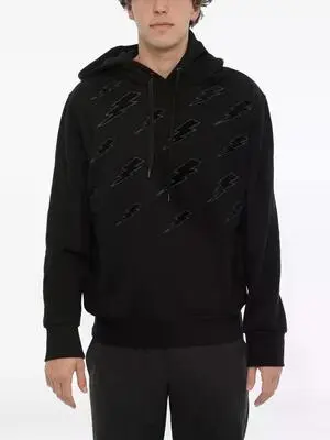 Neil Barrett Thunderbolt Embroidered Hoodie - Black