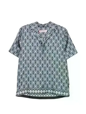 Orlebar Brown Geometric-print Camp-collar Shirt - Blue