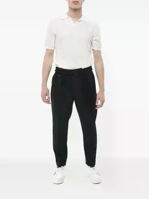 PAOLO PECORA Belted Pleated Trousers - Blue