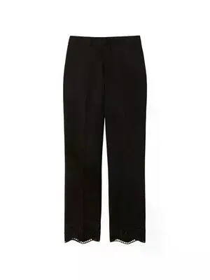 TWINSET Straight Trousers With Broderie Anglaise - Black