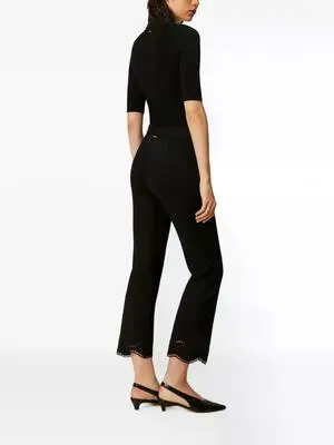 TWINSET Straight Trousers With Broderie Anglaise Detail