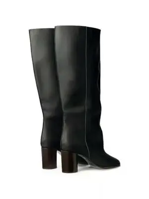 LEMAIRE Crease Sleeve High Boots In Soft Glossy Leather