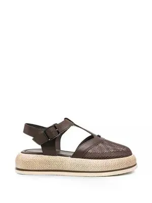 SERGIO MORETTI FIRENZE Mesh Panelled Platform Sandals - Brown