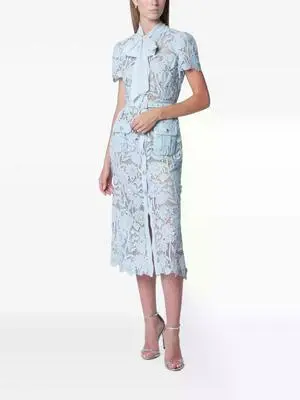 SELF-PORTRAIT Guipure Lace Tie-neck Midi Dress