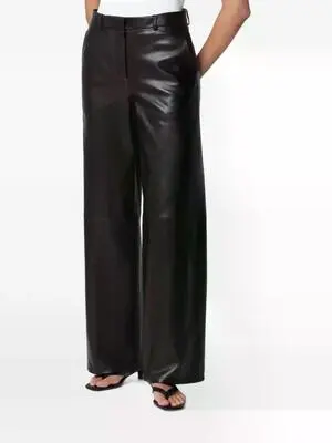 Nour Hammour Coda Wide-leg Leather Trousers - Brown