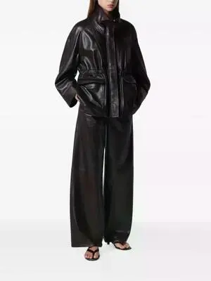 Nour Hammour Coda Wide-leg Leather Trousers - Brown