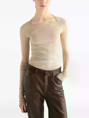 LEMAIRE Mesh Jersey Wrap Top - Neutrals