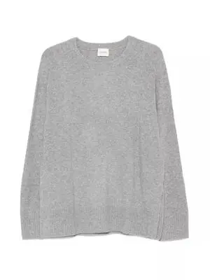 Closed Side-slit Crew-neck Sweater - Grey