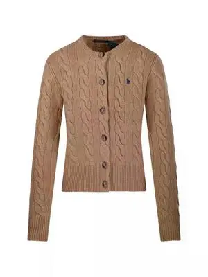 Polo Ralph Lauren Cable Knit Cardigan With Embroidered Pony Logo