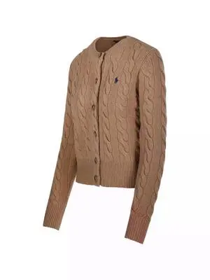 Polo Ralph Lauren Cable Knit Cardigan With Embroidered Pony Logo