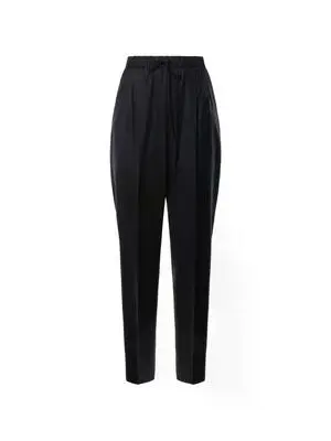 Max Mara Drawstring-waist Pleated Trousers - Black