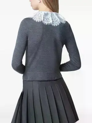 SELF-PORTRAIT Lace Collar Ruffled Cardigan