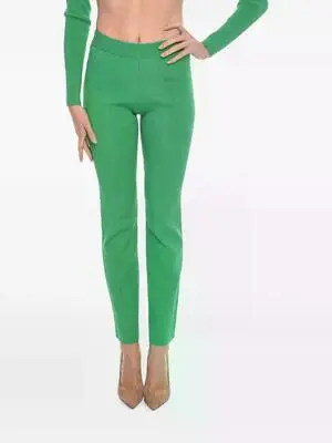 HERSKIND X Vanessa Hong Ribbed High-waisted Slim-fit Trousers - Green