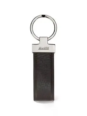 MOORER Logo-plaque Grained Leather Keyring